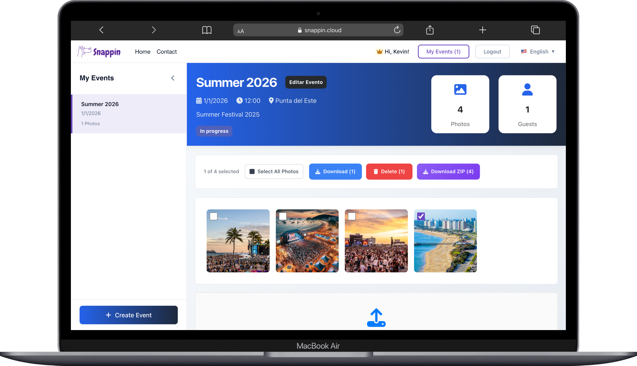 Snappin | Create events and centralize guest photos with Snappin App