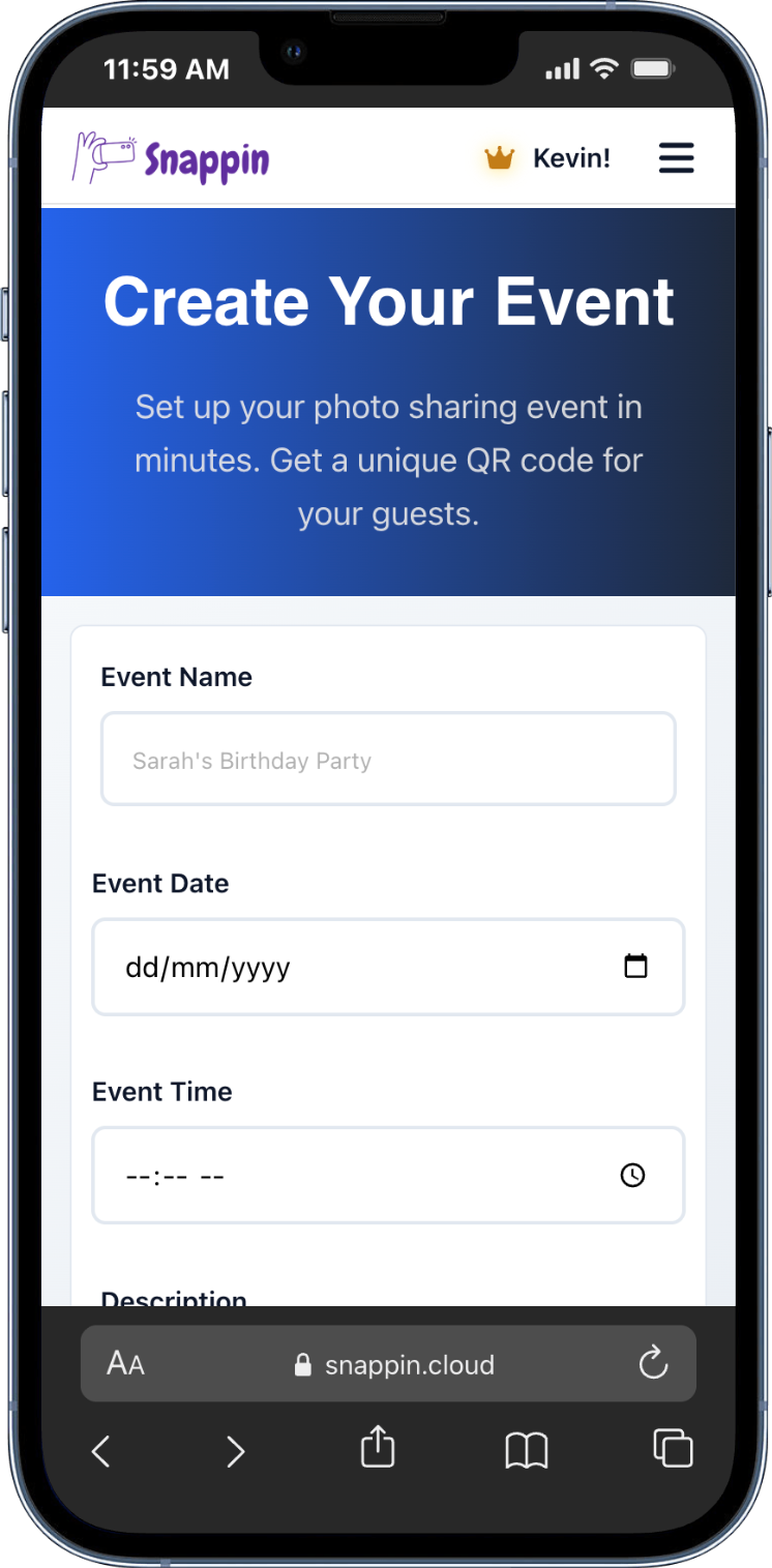 Snappin | Create events and centralize guest photos with Snappin App